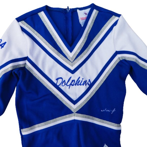 Vintage | Tops | Vintage 8s Cheerleader Dolphins Uniform White Blue ...